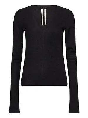 Rick Owens V-neck Long-sleeve Cashmere Top - Black