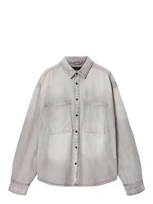 ALLSAINTS Al Faded Denim Shirt - Light Grey