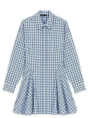 Maje Checked Rhinestone-embellished Cotton Mini Dress - Blue Check Print