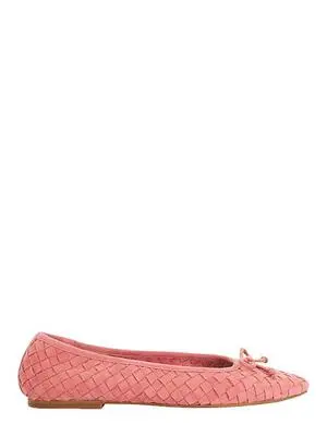 DUNE Suede Woven Ballet Flats - Red Suede