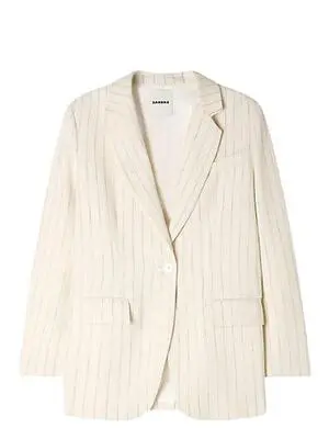 Sandro Striped Single-breasted Woven Blazer - Ecru / Silver