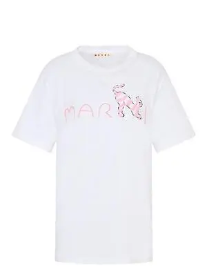 Marni Animal Alphabet Flocked Logo Cotton T-shirt - Low01
