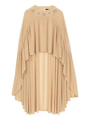 Maje Crystal-embellished Cape-hem Woven Top - Sand