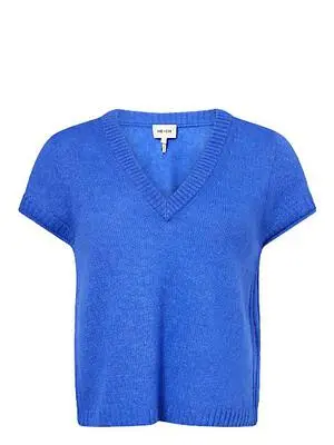 ME+EM V-neck Cap-sleeve Top - Deep Blue