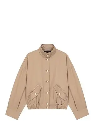 Maje Relaxed-fit Cotton Bomber Jacket - Mastic Beige