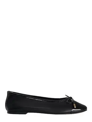 DUNE Haliah Patent-Leather Ballet Flats Black Leather