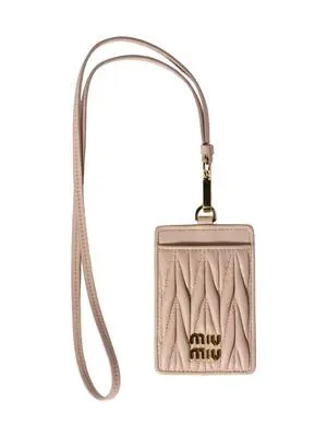 Miu Miu Matelassé Nappa Leather Badge Holder - Powder Pink