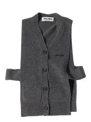 Miu Miu Cashmere Cardigan Vest - Slate Gray