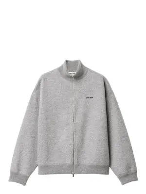 Miu Miu Cashmere And Jersey Zipper Cardigan - Grey