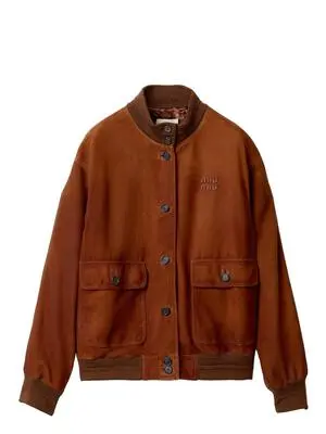 Miu Miu Waxed Suede Jacket - Chestnut Brown