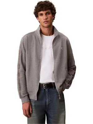 Calvin Klein Logo Tape Terry Jacket - Grey Heather