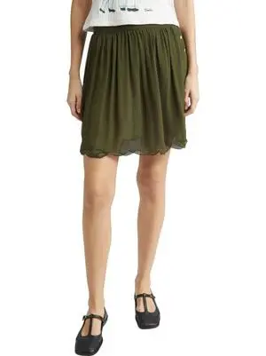 BODE Mab Button Silk Georgette Skirt - Olive