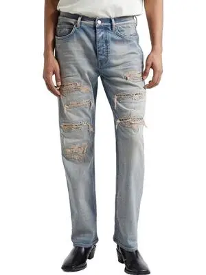 Amiri Snake Studded Slim Jeans - Antique Indigo