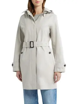 SAVE THE DUCK Jackie Water Repellent Trench Coat With Removable Hood - Rainy Beige