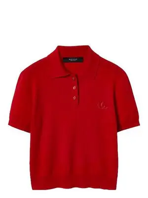 Gucci Knit Wool Polo Shirt With Double G Embroidery - Red