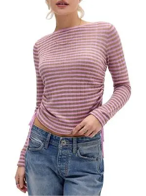 BDG URBAN OUTFITTERS Striped Sheer Knit Top - Pink