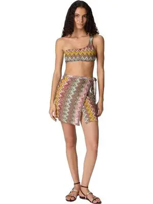 Missoni Mini Pareo Skirt With Macro Zigzag Pattern - Black & Multicoloured