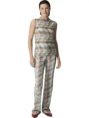Missoni Multi-technique Mixed Viscose Lamé Sleeveless Top - Green& Brown