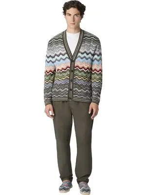 Missoni Cotton And Viscose Chevron Cardigan With Greek Motif - Multicoloured