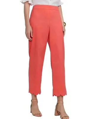 Foxcroft Elaine Scallop Hem Crop Pants - Georgia Peach Orange