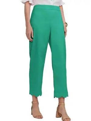 Foxcroft Elaine Scallop Hem Crop Pants - Kelly Green