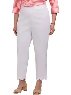 Foxcroft Elaine Scallop Hem Crop Pants - White