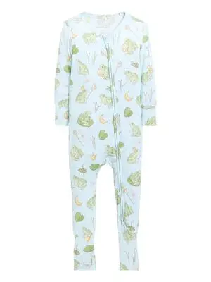 POSH PEANUT Printed Convertible Zip-up Footie - Light/pastel Green