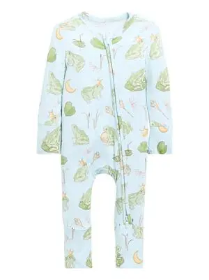 POSH PEANUT Printed Convertible Zip-up Footie - Light/pastel Green