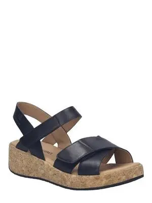 Josef Seibel Evita 03 Slingback Platform Wedge Sandal - Black Leather