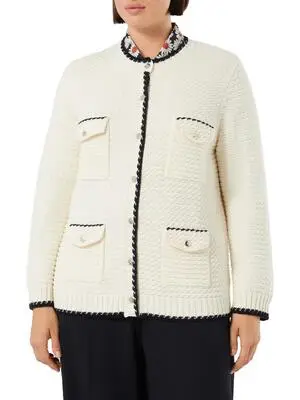 Marina Rinaldi Armony Cotton Button-up Cardigan - Ivory