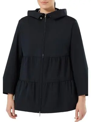 Marina Rinaldi Water Repellent Peplum Raincoat - Midnight Blue