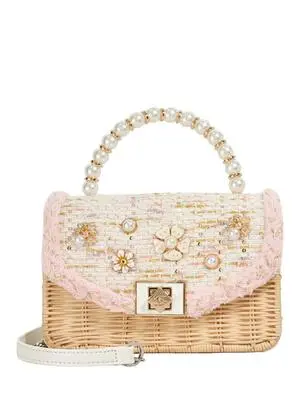Dune London Woven Rattan Shoulder Bag - Blush
