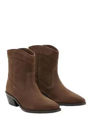 Mango Block Heel Bootie - Brown