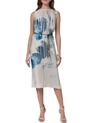 Donna Karan New York Printed Pleated Midi Dress - Vellum/nightfall