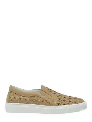 MADISON MAISON Leather Woven Slip-on Sneakers - Beige
