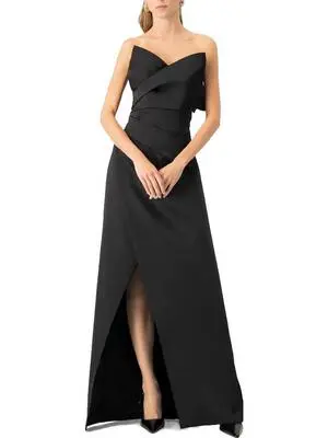 IVONNE Strapless Gown With Slit - Black