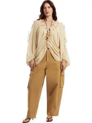 JUNE + VIE Barrel Leg Cargo Pant - Rye Bread