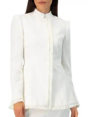 IVONNE Buttoned Blazer With Fringe Detail - Ivory