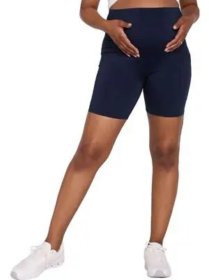 Motherhood Maternity Active Pocket Maternity Biker Short 6 1/2 - Navy Blazer