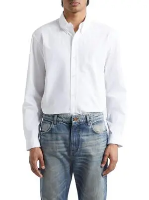 Balmain Cotton Poplin Button-down Shirt - 0fb Optical White