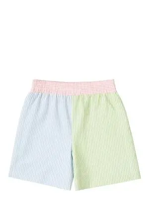 FLORENCE EISEMAN Stripe Seersucker Swim Trunk - Blue/ Green/ Pink