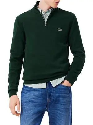 Lacoste Regular Fit Quarter-zip Sweater - Sinople