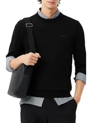 Lacoste Merino Wool Crewneck Sweater - Noir