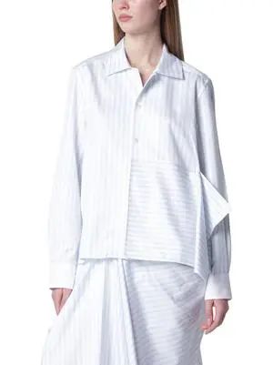 JW Anderson Striped Asymmetric Draped Shirt - White
