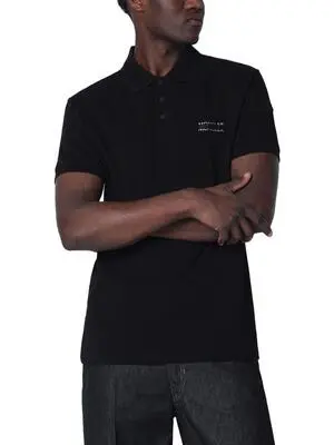 Moncler Cotton Piqué Polo Shirt With Logo - Black