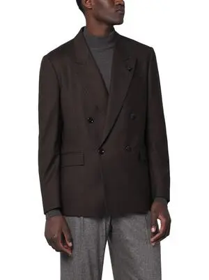 LARDINI Double-breasted Wool Jacket - Brown