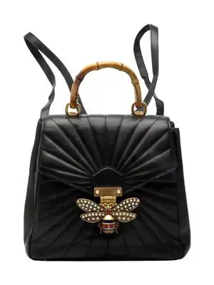Gucci 2016-2026 Calfskin Bamboo Trapuntata Queen Margaret Backpack - Black