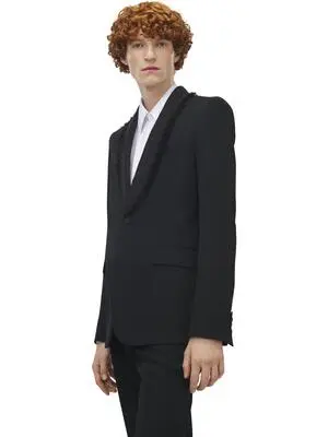 Alexander McQueen Frayed Lapel Single-breasted Jacket - Black