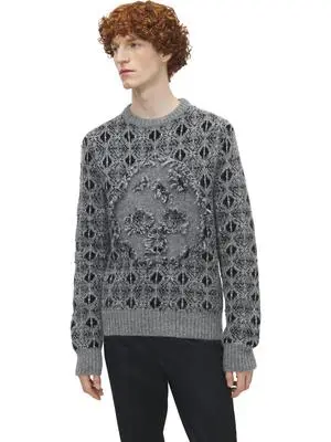 Alexander McQueen Distressed Skull Fair Isle Jumper - Grey Melange