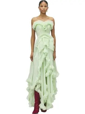 Alexander McQueen ALEXANDER MCQUEEN Ruffled Evening Dress Light Green